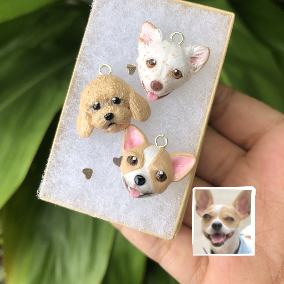 Customized Pet Portrait Dog Polymer Clay Charm – Oahu Charms