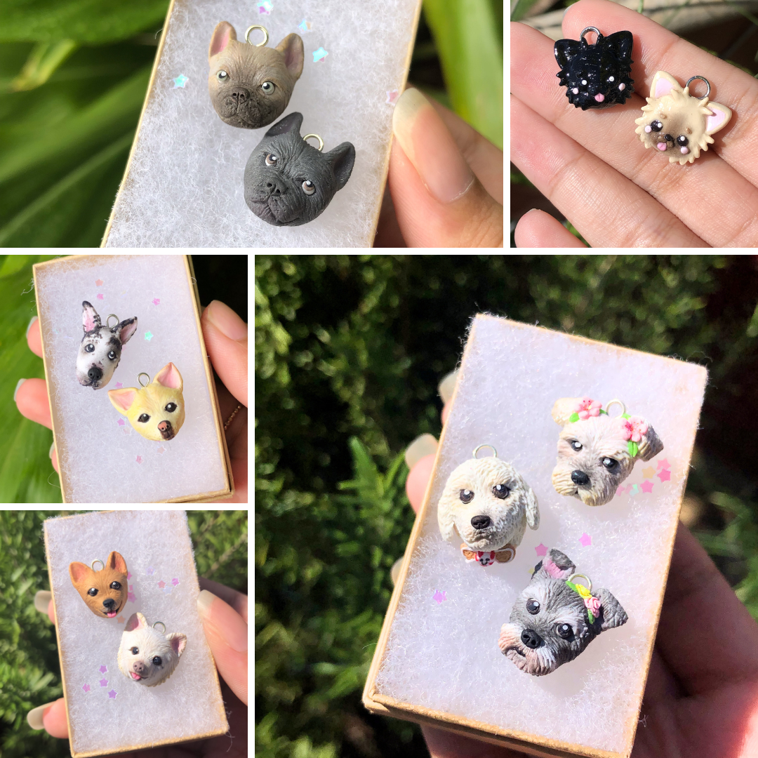 Customized Pet Portrait Dog Polymer Clay Charm – Oahu Charms