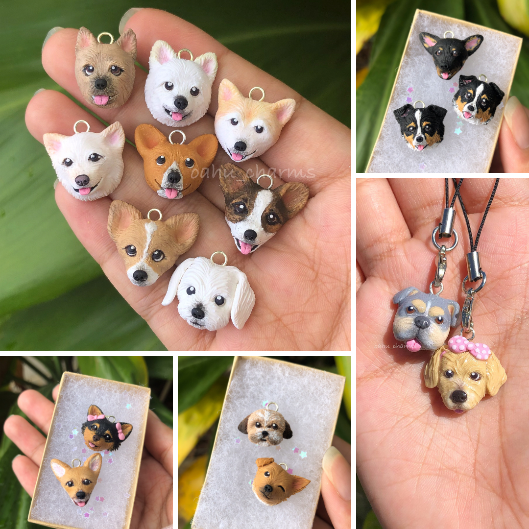 Customized Pet Portrait Dog Polymer Clay Charm – Oahu Charms