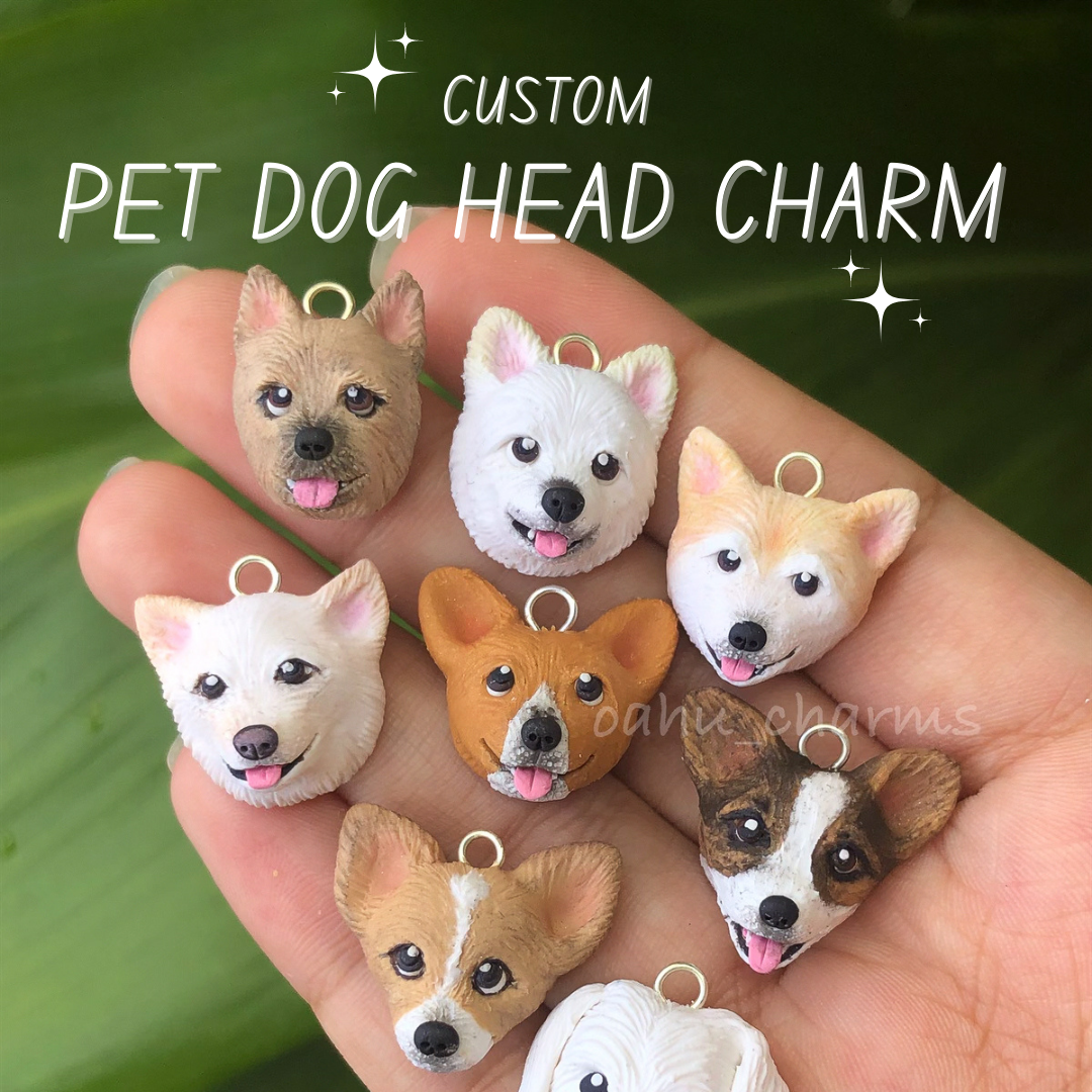 Customized Pet Portrait Dog Polymer Clay Charm – Oahu Charms